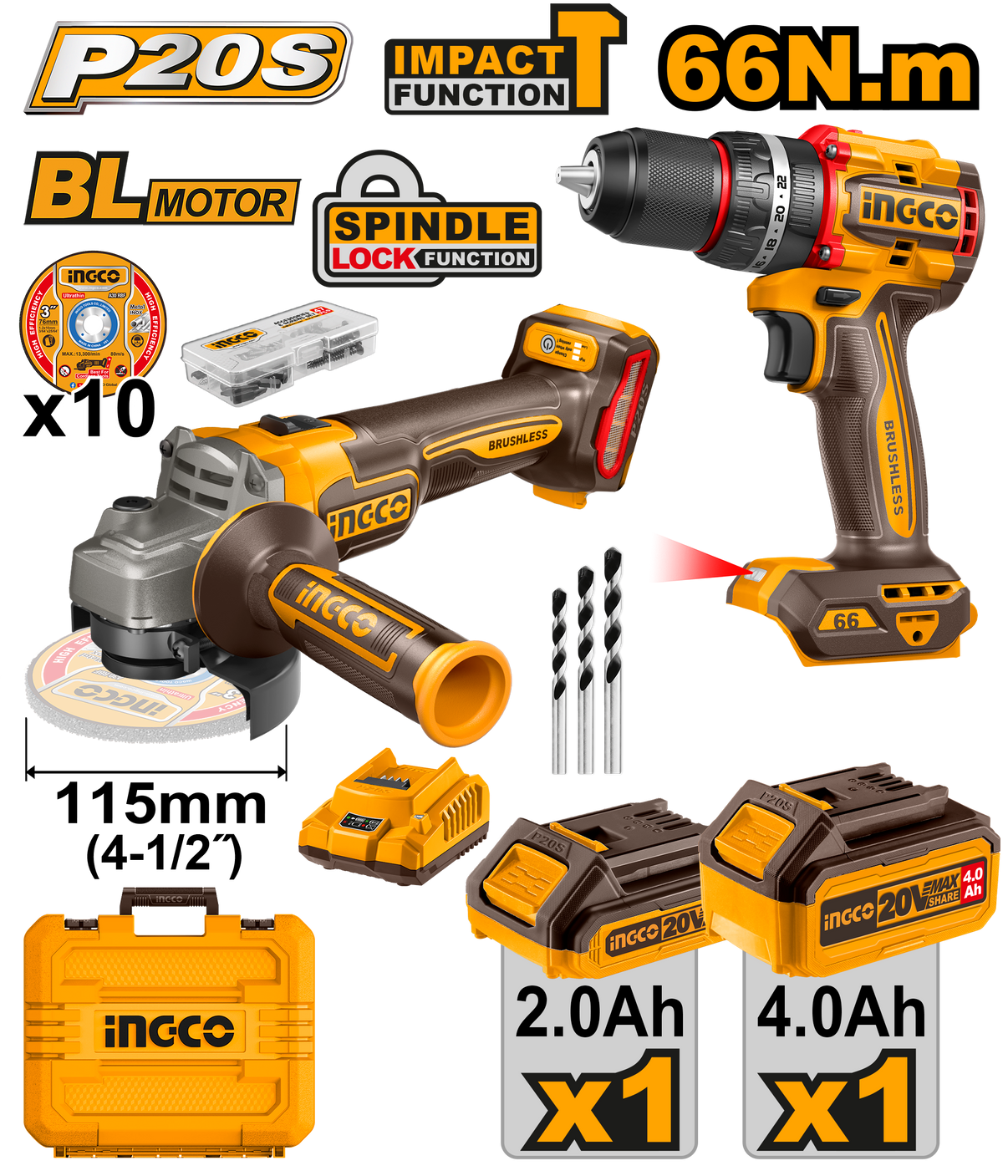 Ingco Cordless Drill Grinder Combo Kit – Handi In DiY